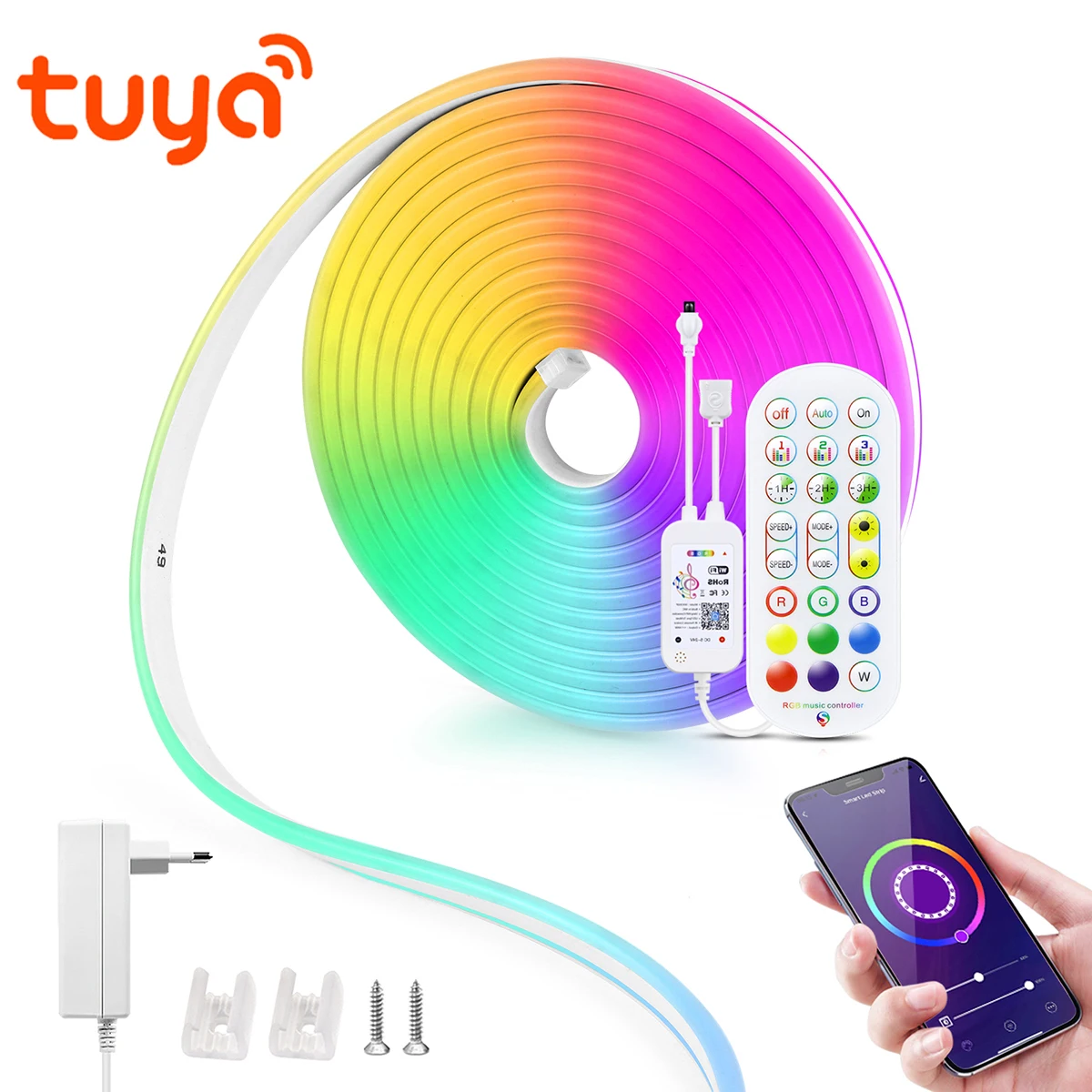 Led 스트립 네온 조명 투야 스마트 라이프 와이파이 블루투스 Rgb 네온 사인 테이프 방 장식 알렉사 구글 홈 지능형