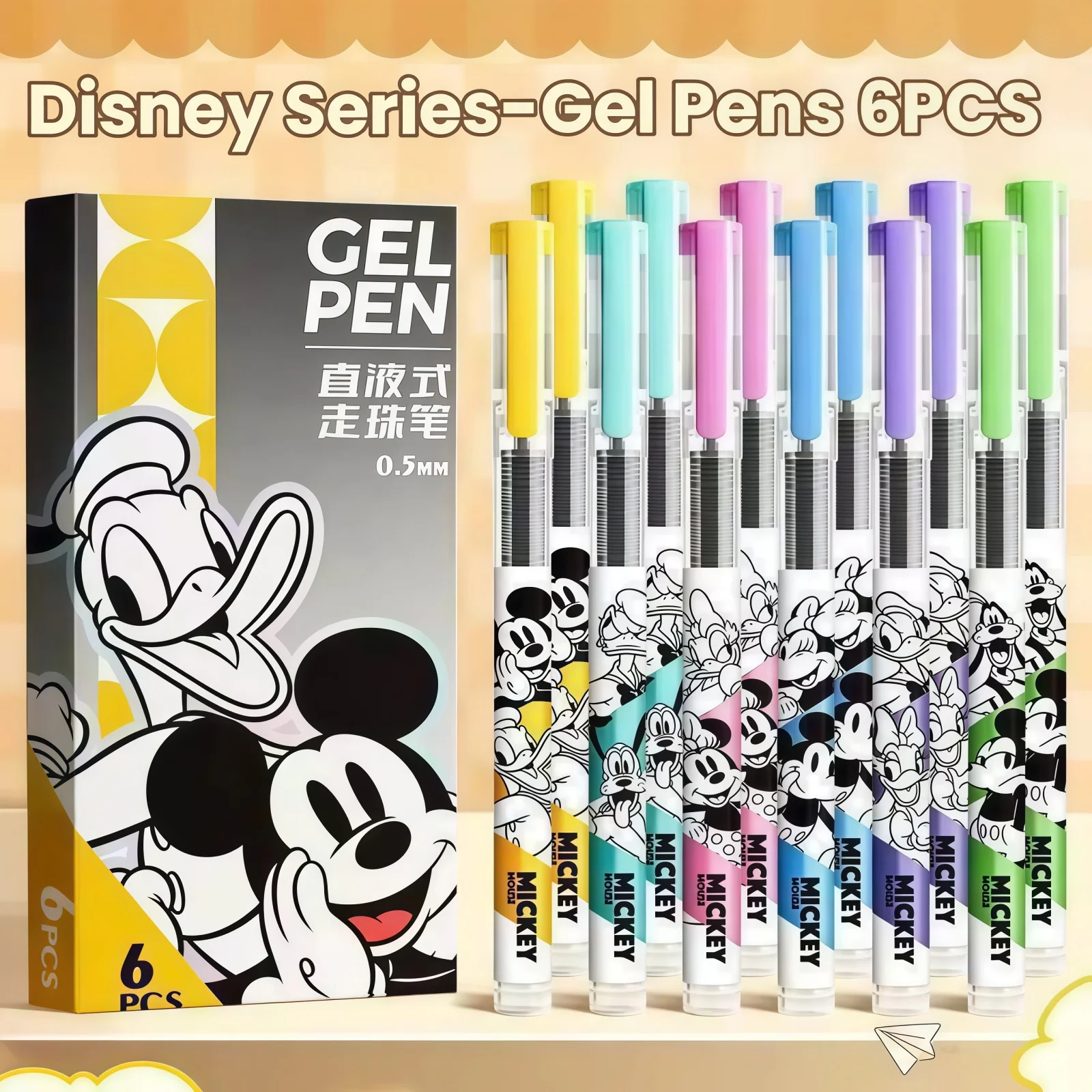 6 Pcs/Set Mickey Mouse Limited Edition Cartoon Series Black 0.5mm Large ...