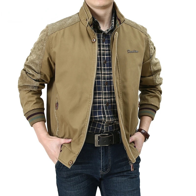 Plus-Size-S-5XL-Spring-Autumn-Jacket-Men-100-Cotton-Solid-Color ...