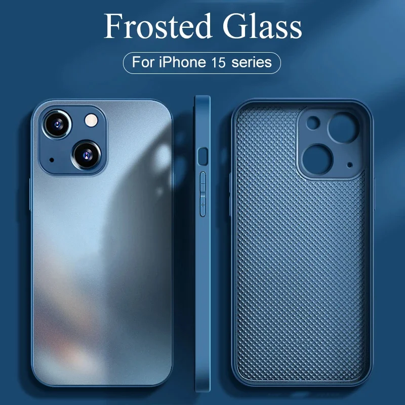 Frosted-Tempered-Glass-Back-Cover-for-iPhone-15-14-11-Pro-Max-12-13 ...