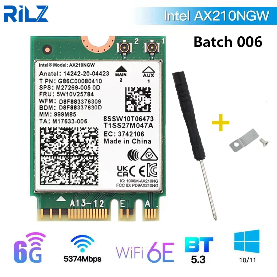 Tri band Intel AX210 wireless AX210NGW 5374Mbps 802.11AX wireless Wi-Fi ...