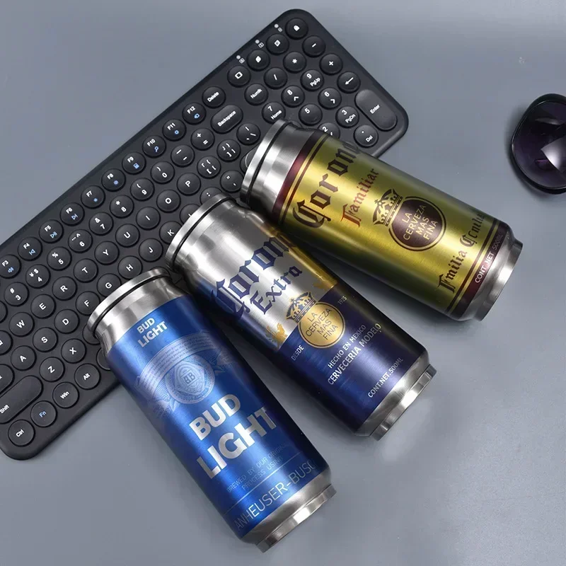 1 pc 500ML Thermos with Straw 304 Stainless Steel Beer Bottle Cola Can ...