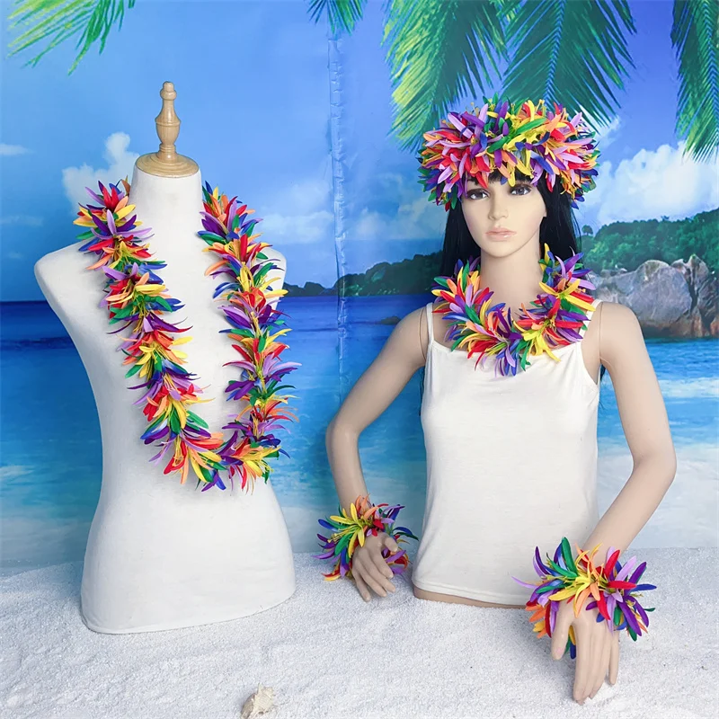 Hot-Hawaiian-Rainbow-Leis-Set-Colorful-Spide-Lily-Flower-Lei-for-Luau ...
