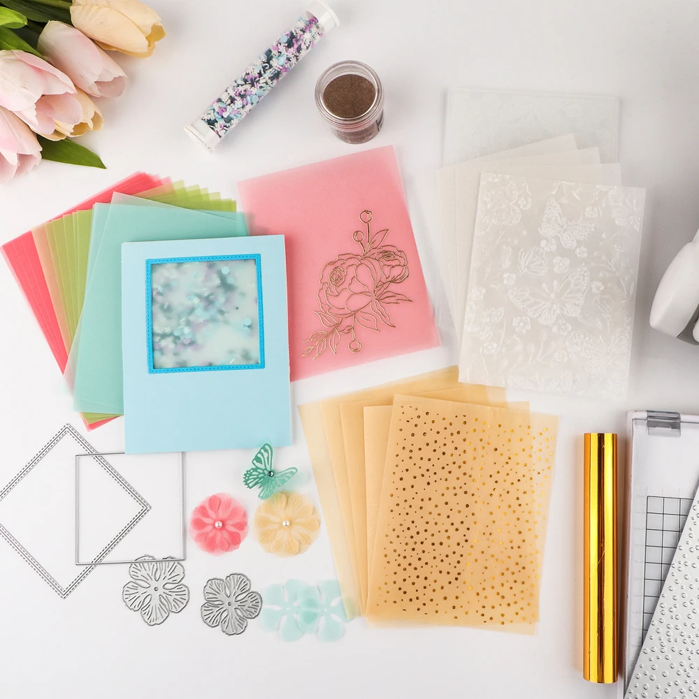 30pcs-Colored-Gold-Silver-Frosted-Smooth-Vellum-Paper-Sheets-Heat ...