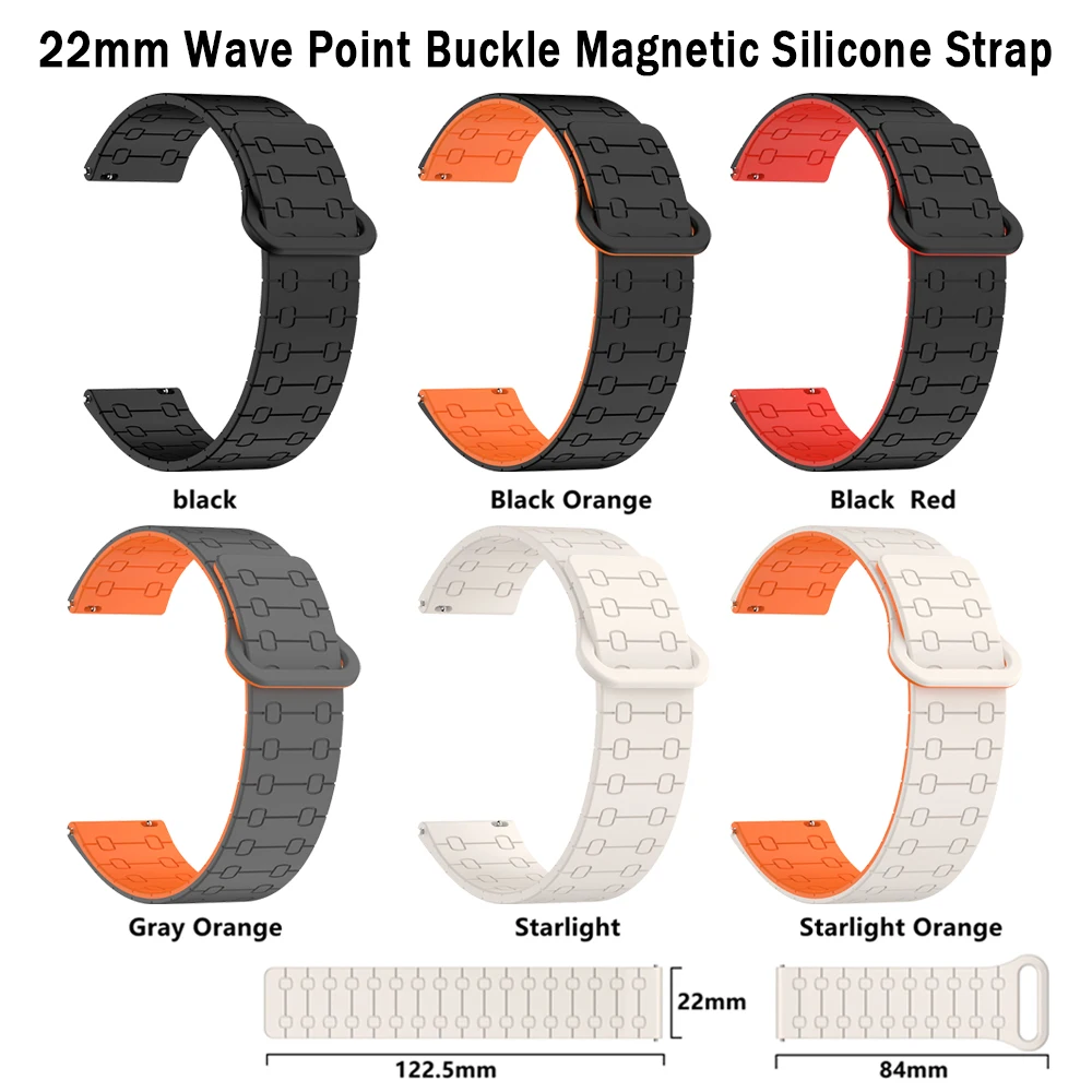 Magnetic Silicone Soft Strap, 22mm - Versatile Sports Band Bracelet ...