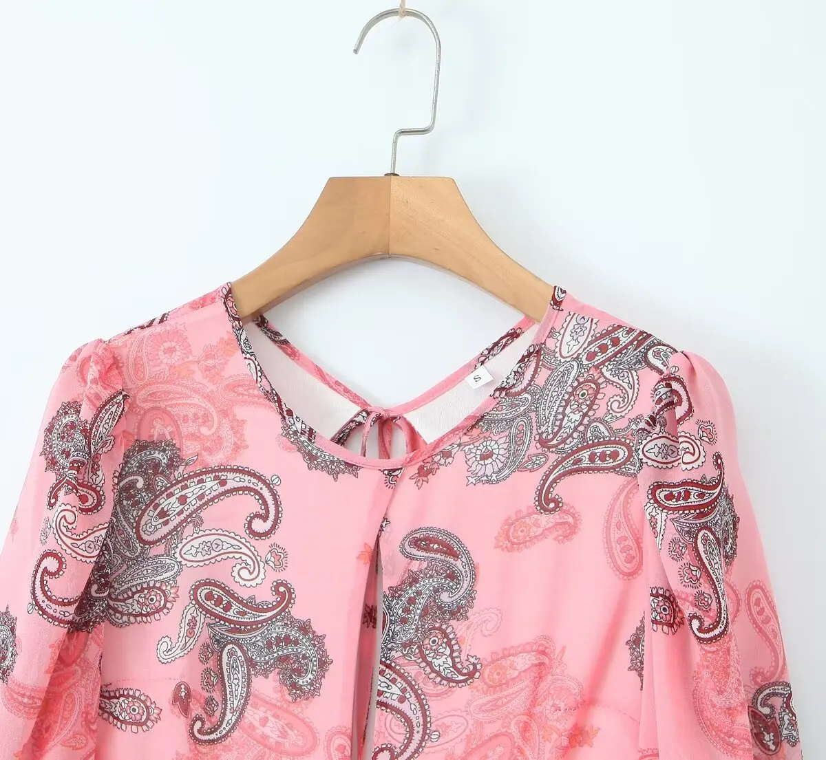 TRAF 2024 Spring Female Vintage Print Lace Up Dress Off Waist Cut Out ...