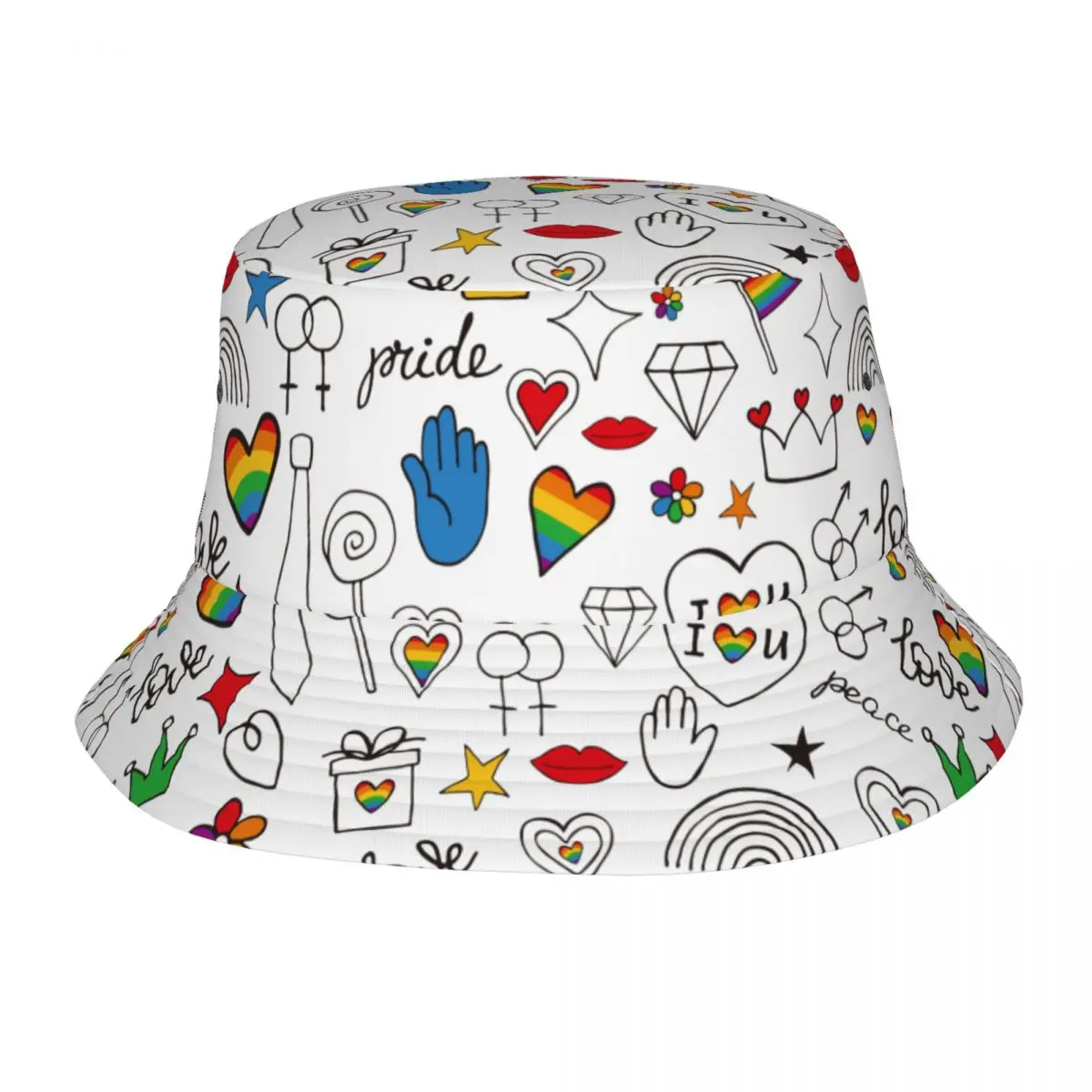 LGBTQ-Doodles-Pride-Love-Peace-Rainbow-Bucket-Hats-for-Unisex-Summer ...