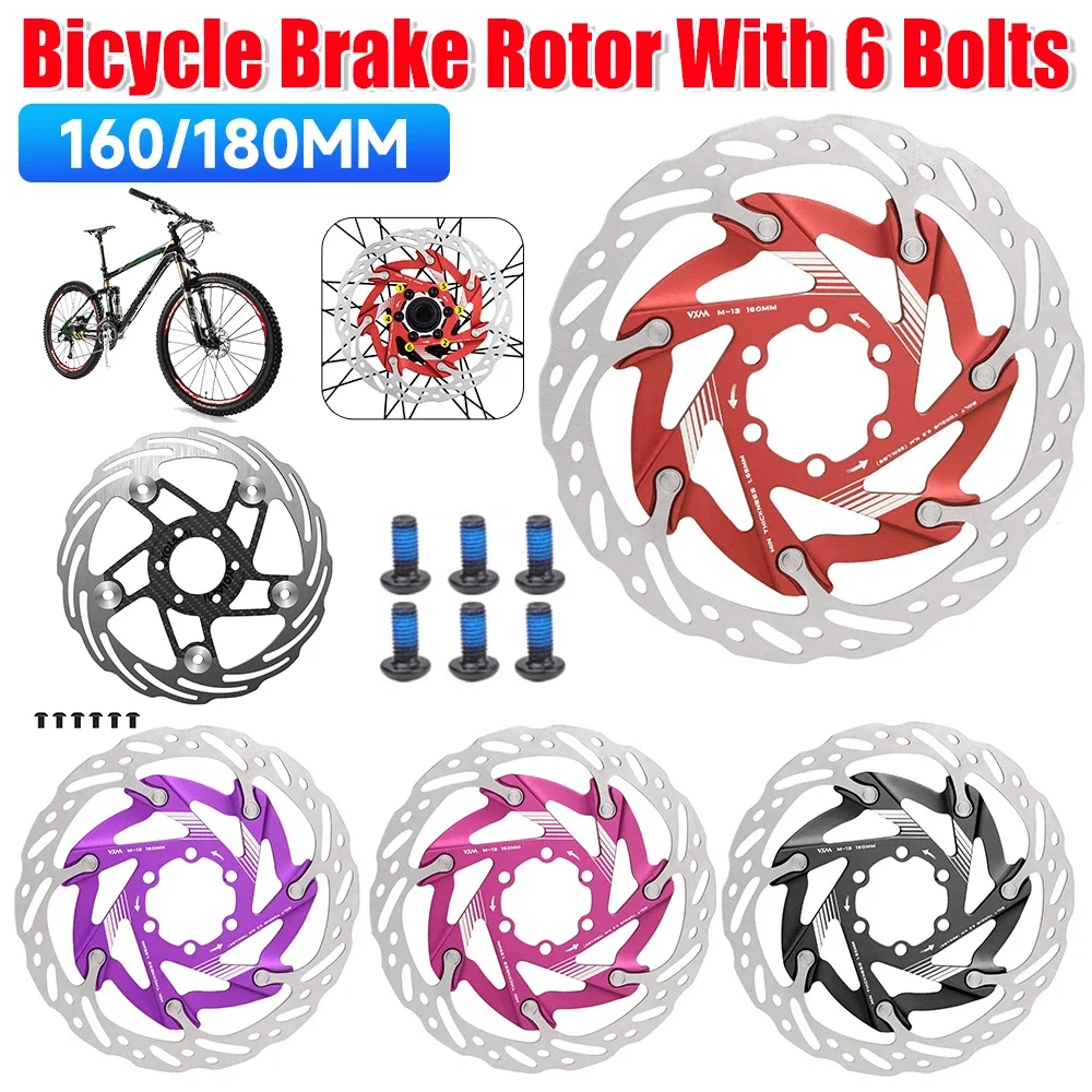 160/180mm Bike Disc Brake Rotor With 6 Bolts Stainless Steel Hydraulic ...