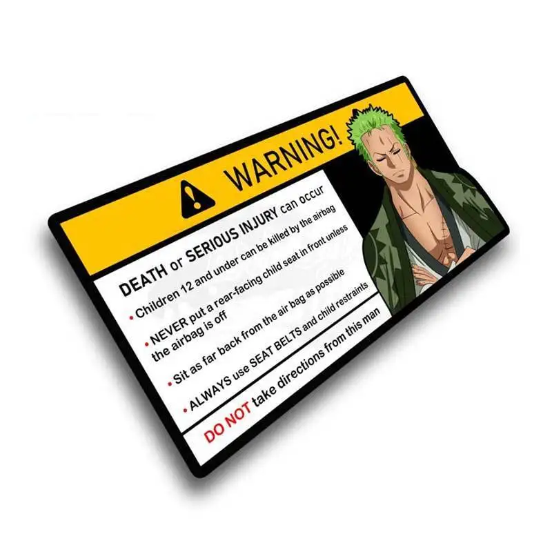 Creative-Car-Sticker-for-Roronoa-Zoro-Warning-Decal-Cartoon-Anime-Vinyl ...