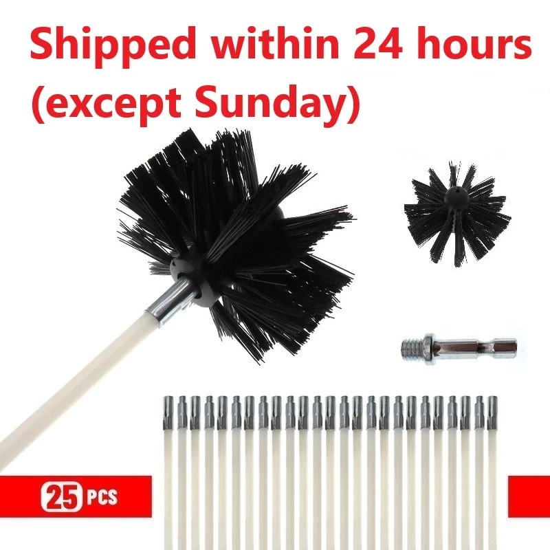 150mm Rotary Chimney Brush Long Handle Flexible Rod For Chimney, Dryer ...