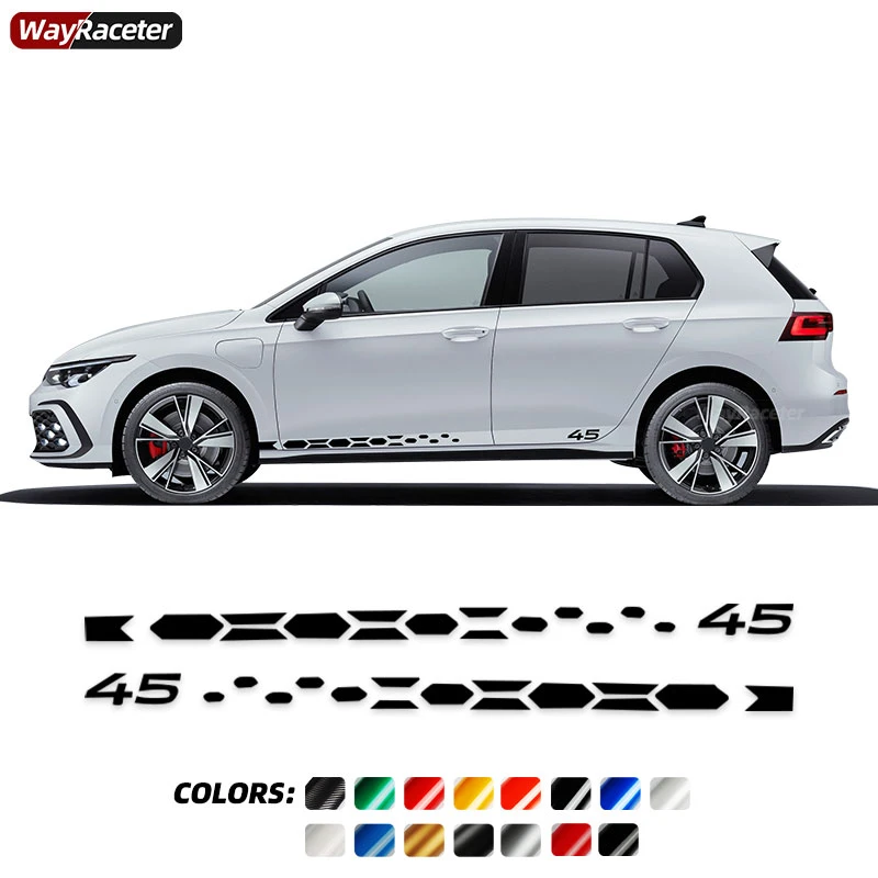 2 Pcs Gti Clubsport 45 Style Door Side Stripes Skirt Sticker For Vw ...