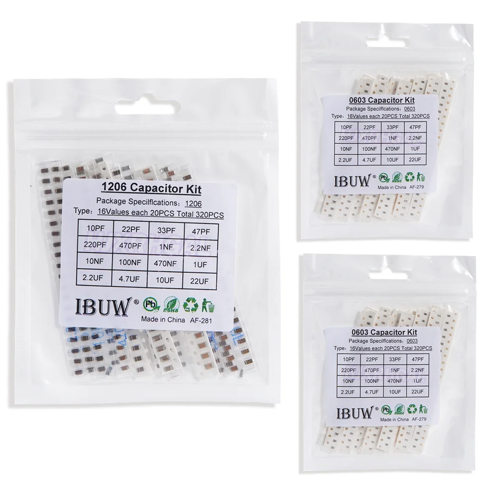 16values*20pcs=320pcs 0603 0805 1206 SMD Capacitor assorted kit ...
