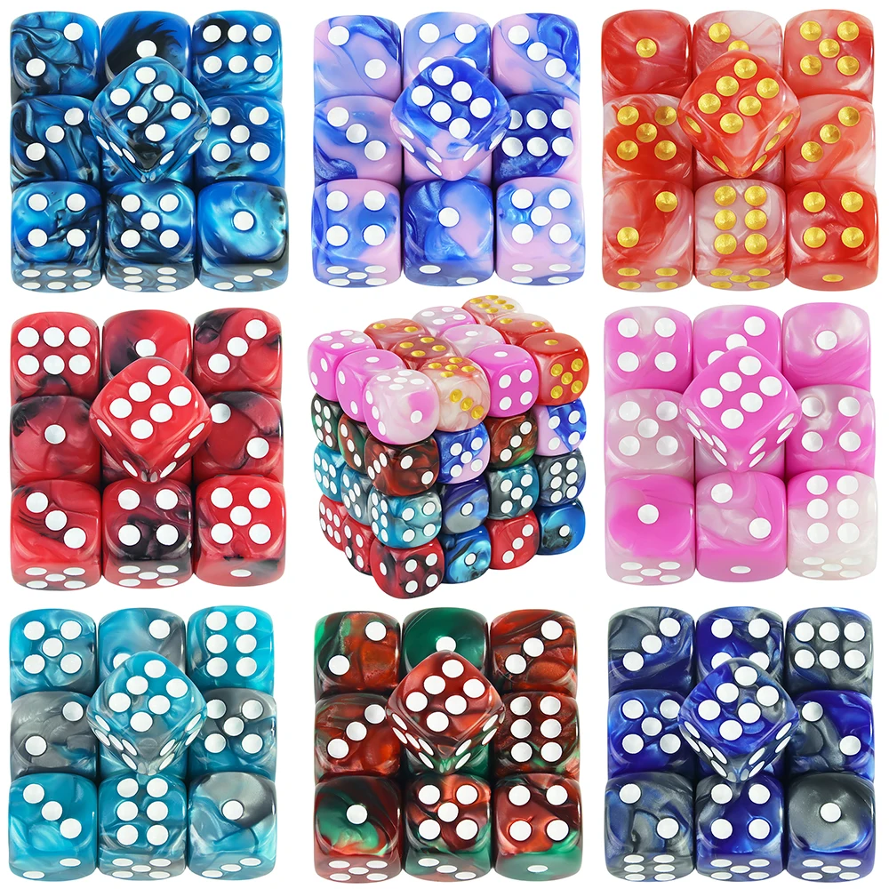 Premium-Quality-Pip-D6-Dice-Set-for-Table-Board-Gaming-12mm-Mixed-Color ...
