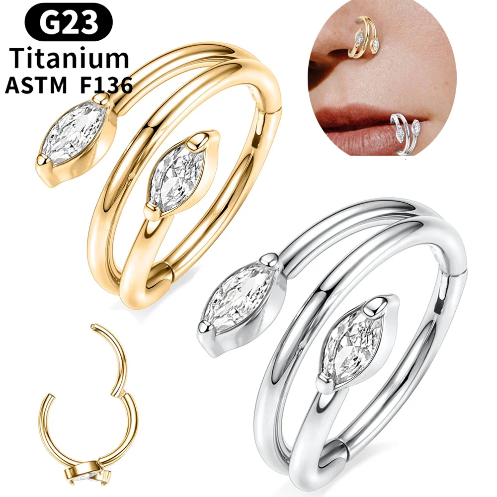 New G23 Titanium The Horse Eye Zircon Conch Nose Ring Design Hinge ...