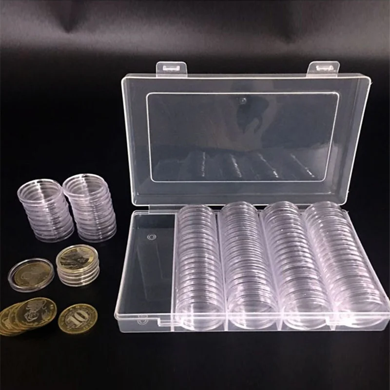 100Pcs-Clear-Coin-Capsule-Holder-Case-27mm-30mm-Transparent-Collectable ...