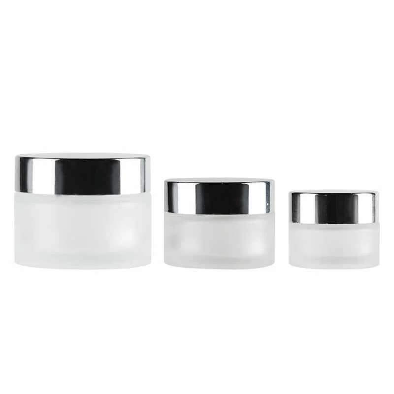 1Pcs 15/30/50ml 1Oz Empty Frosted Clear Glass Cream Jar with Shiny ...