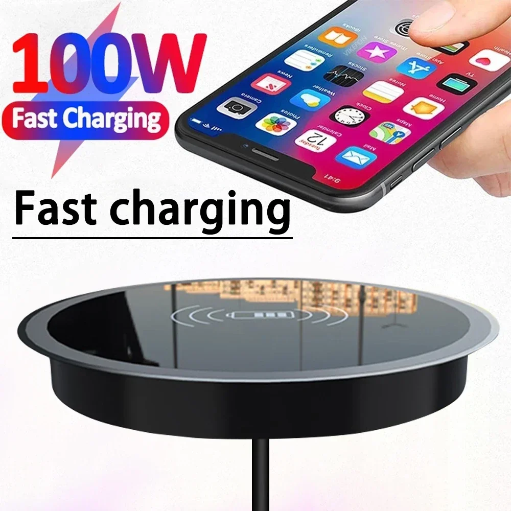 100W Quick Wireless Desktop Embedded Charger For iPhone 16 15 14 13 12 ...