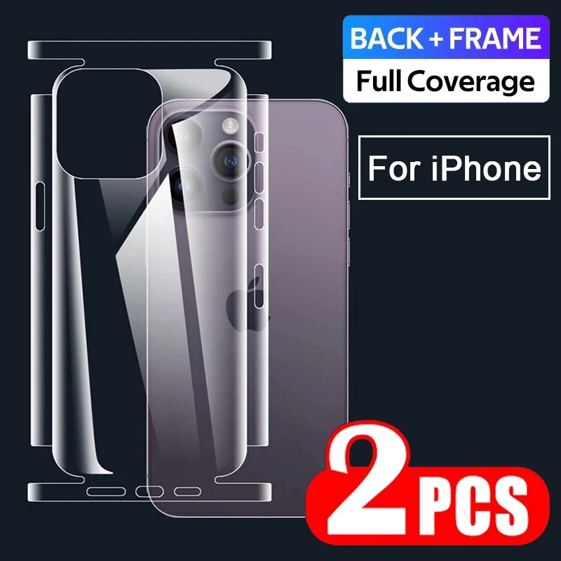 For-iPhone-12-13-14-Pro-Max-Clear-Front-Back-Border-Screen-Protector ...