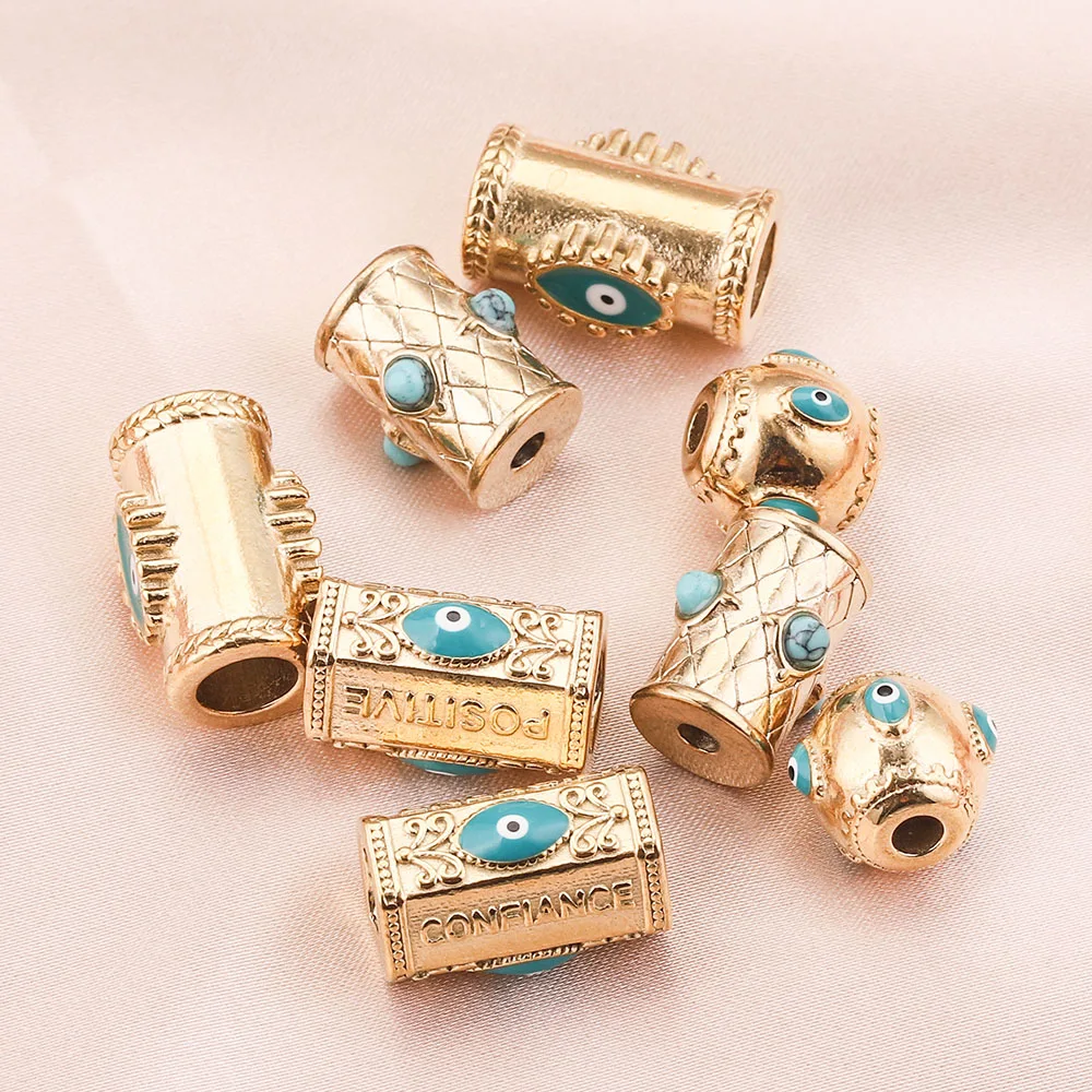 2pcs-Natural-Stone-Glasses-Beads-Stainless-Steel-Enamel-Evil-Eye-Charm ...