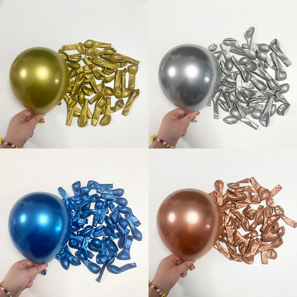 10/20/30pcs Metal Gold Silver Balloons Chrome Rose Gold Blue Green ...