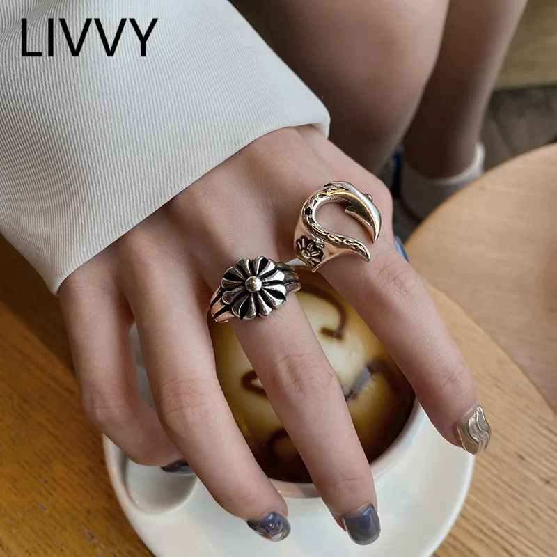 LIVVY-New-Silver-Color-Rings-Trendy-Creative-Flower-Geometry-Rings-Vintage-Party-Jewelry-For ...