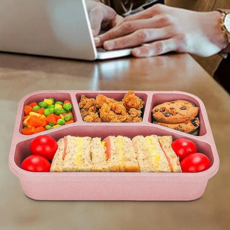 4-Grids-Wheat-Stalk-Lunch-Box-Environmentally-Friendly-Stackable-school ...