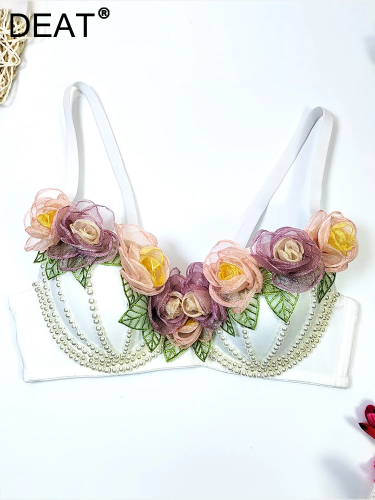 DEAT-Fashion-Women-s-Fishbone-Bras-Beading-Three-d-Flower-Strapless ...