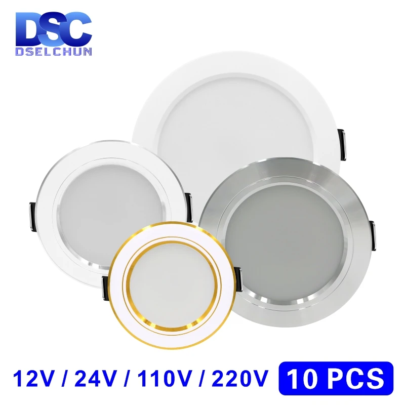 10pcs/lot Led Downlight 12V 24V 110V 220V 5W 9W 12W 15W 18W Recessed ...