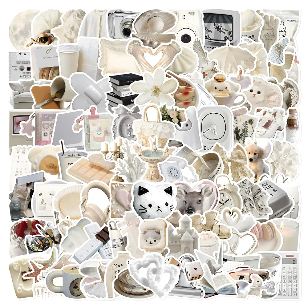 10-30-50-100PCS-Cartoon-White-Stickers-Ins-Style-Simple-Decals ...