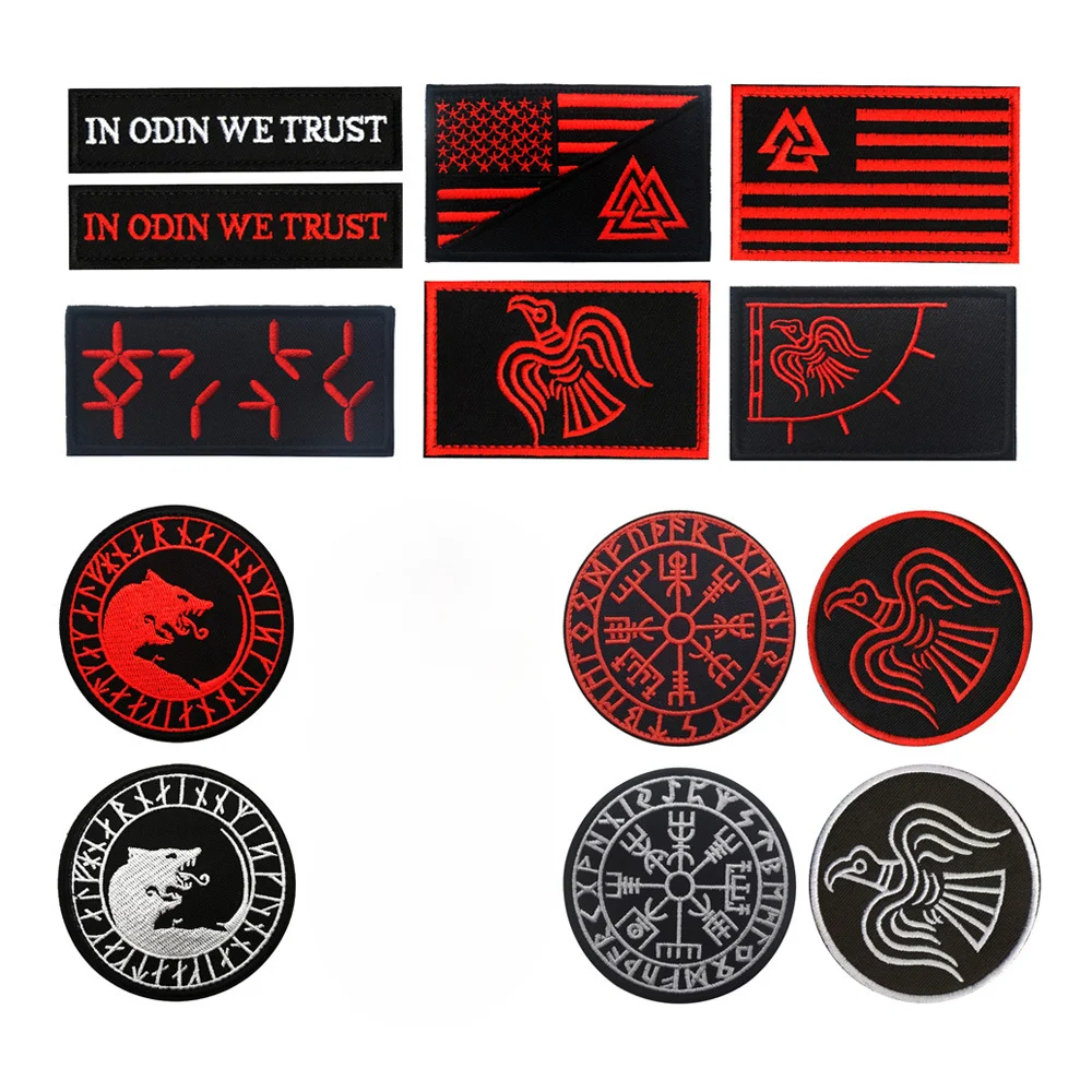 Vikings Patch Round Embroidered Cloth Sticker Hook&loop Design Outdoor ...
