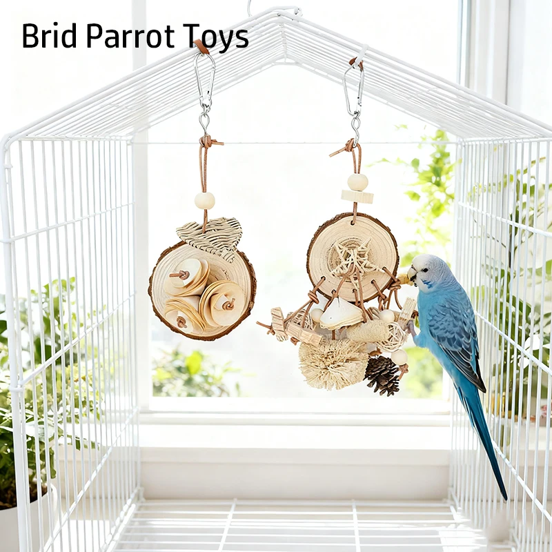 Parrot Bird Beak Grinding Toy Solid Wood Rattan Chewing Toys String ...