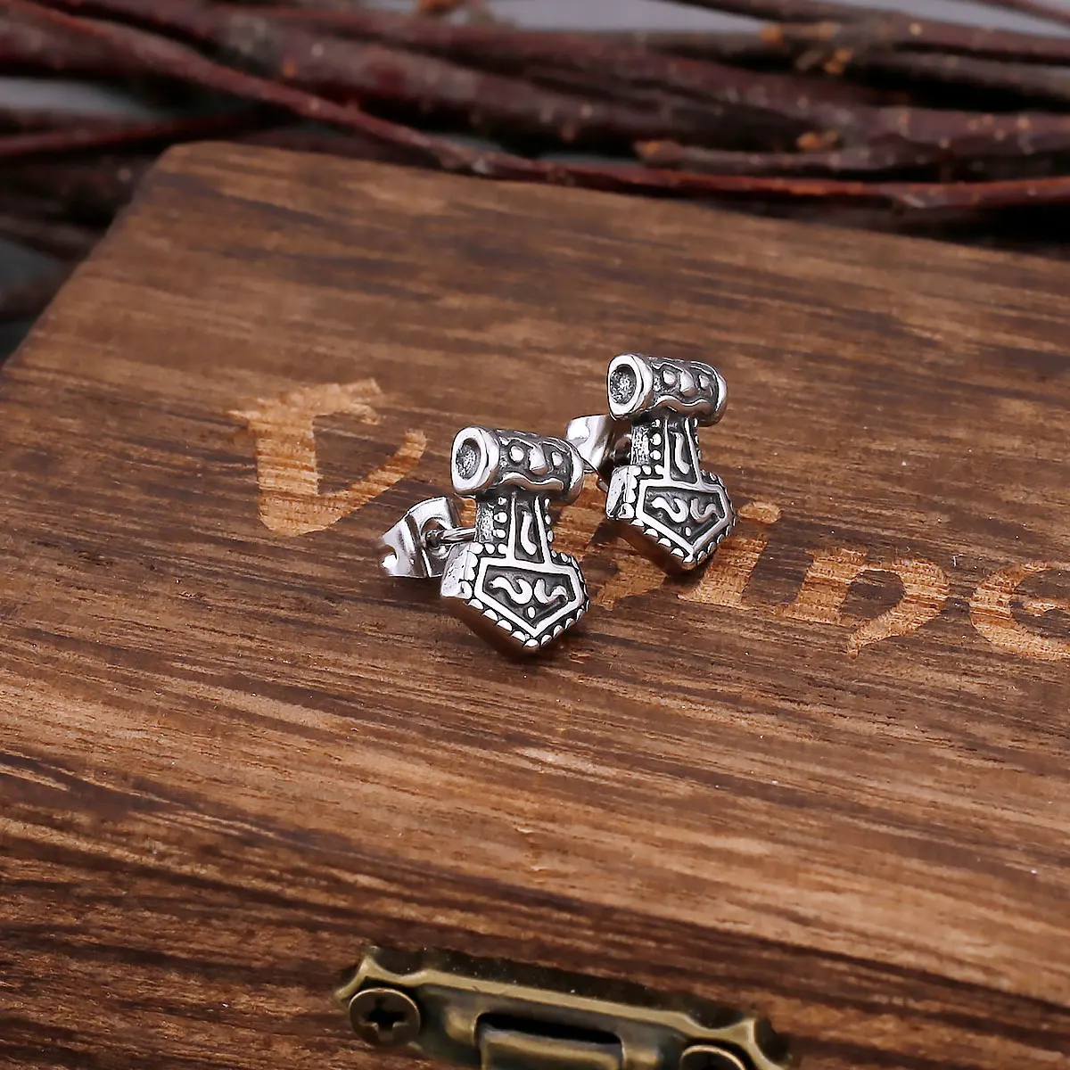 Nordic-Vikings-Anchor-Stud-Earrings-For-Men-Stainless-Steel-Odin-Thor-s ...