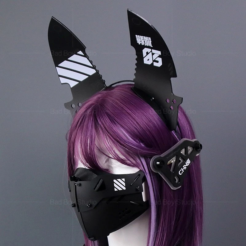 Cyberpunk Functional Style Mechanical Armor Ear Headband Central Town ...