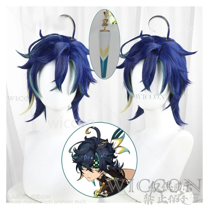 Anime-Game-Genshin-Impact-Kinich-Cosplay-Costume-Wig-35cm-Mixed-Color ...