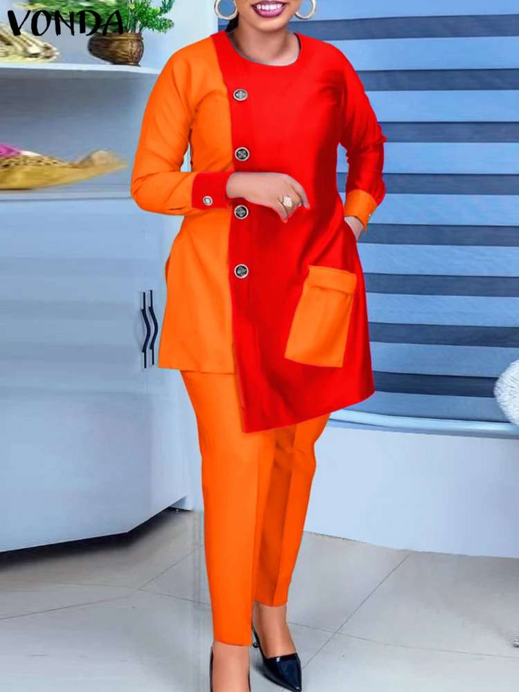 Plus-Size-VONDA-Women-Fashion-Pant-Sets-Elegant-Suits-Long-Sleeve ...