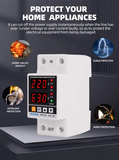 Voltage Protector TOVPD1-63-EC Relay - 40A Adjustable Over/Under ...