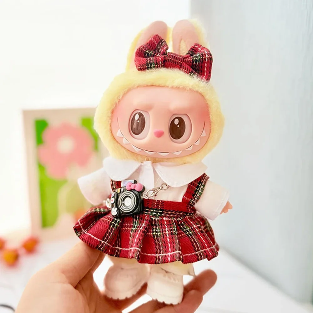 For Labubu Scotland Red Plaid Skirt Set - Classic Chic Outfit for 17cm ...