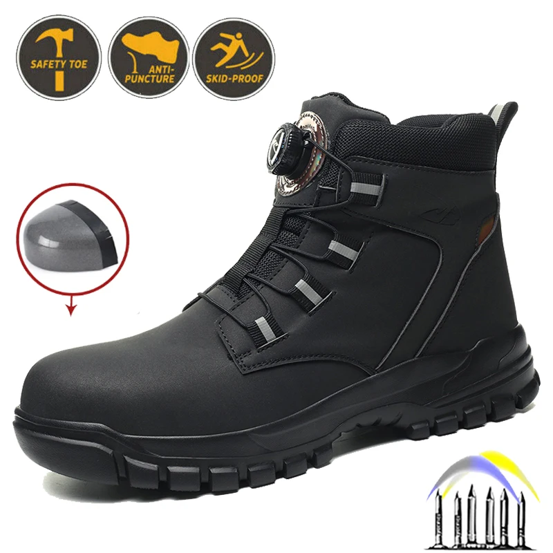 Rotating-Button-Safety-Shoes-Men-Steel-Toe-Work-Shoes-Anti-smash-Anti ...
