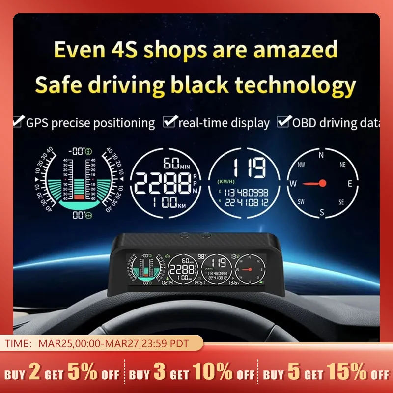 X92-Slope-Meter-Roll-Angle-Pitch-Angle-Head-Up-Display-Speedometer ...