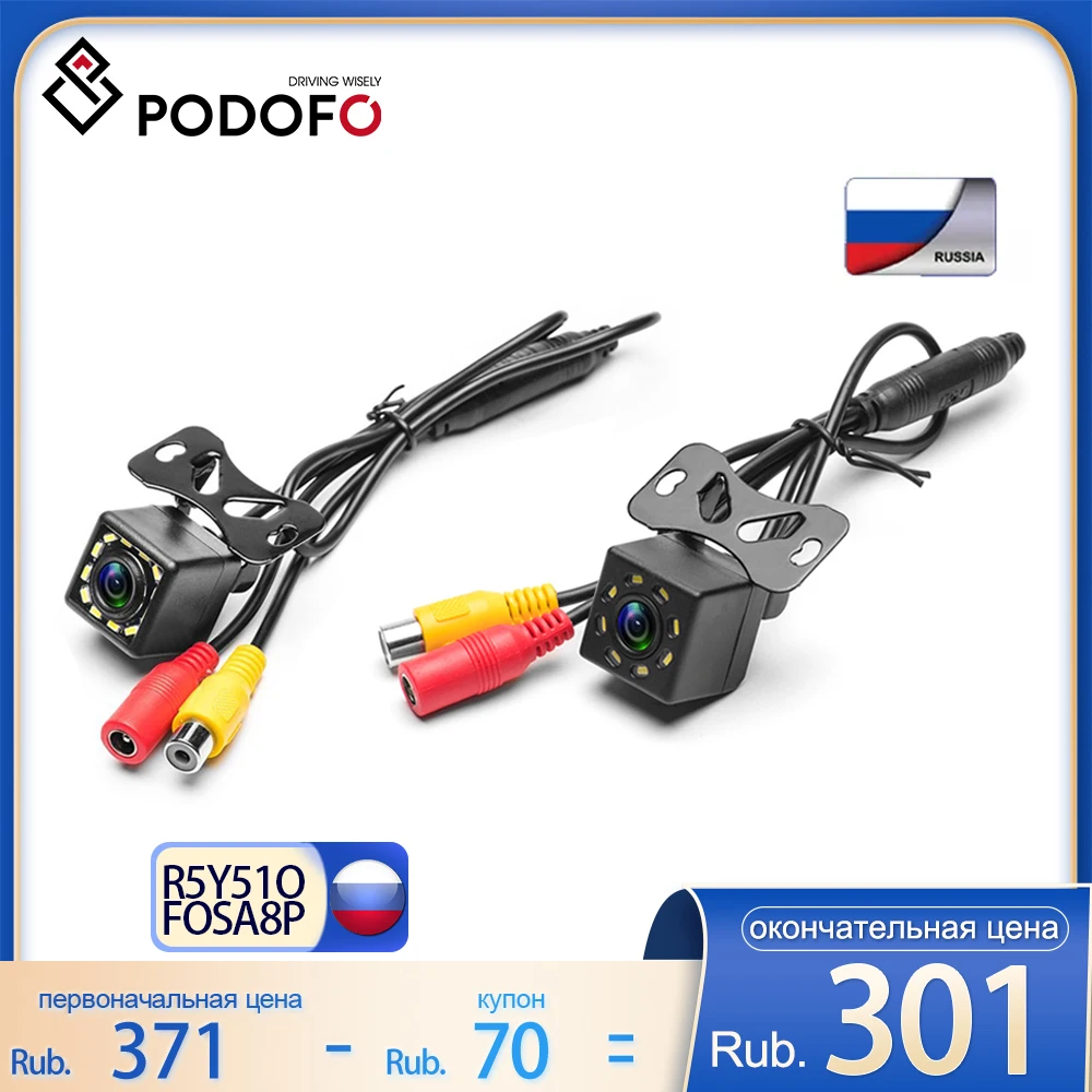 Podofo Car Rear View Camera Ip68 Waterproof 4 Led Night Vision Wide ...