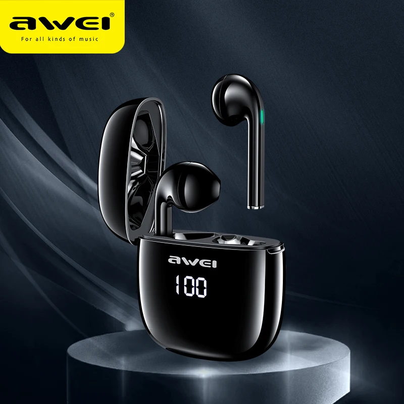 Awei Tws T28p Tws Led Display Earphones With Mic Bluetooth-compatible ...