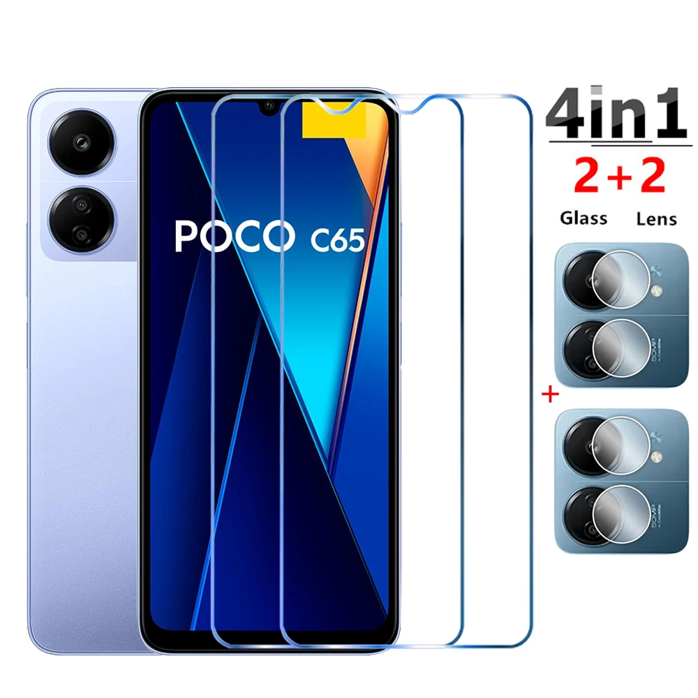 4IN1 Tempered Glass for POCO C65 C40 M6 M5 M4 Screen Protector for POCO ...