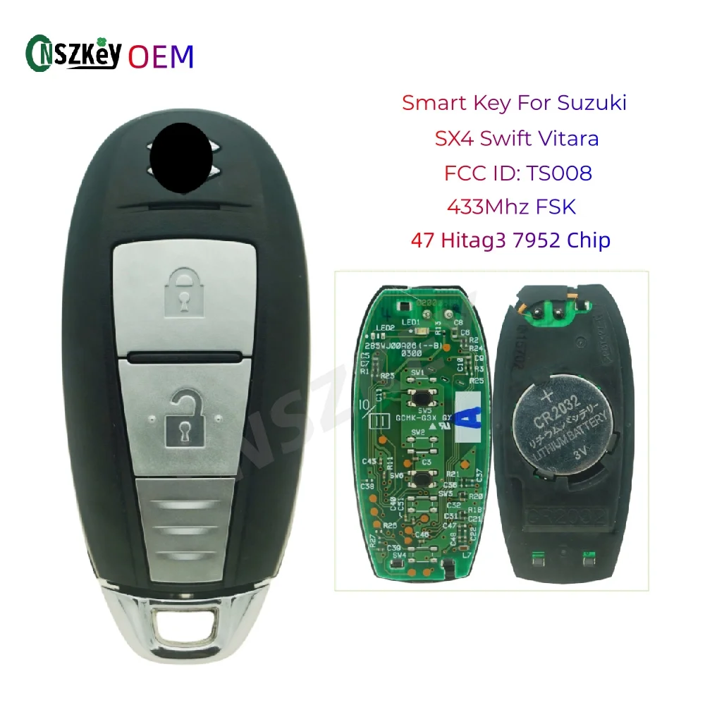 CNSZKEY-OEM-TS008-434Mhz-2-Buttons-47-HITAG3-7952-Chip-Smart-Remote-Key ...