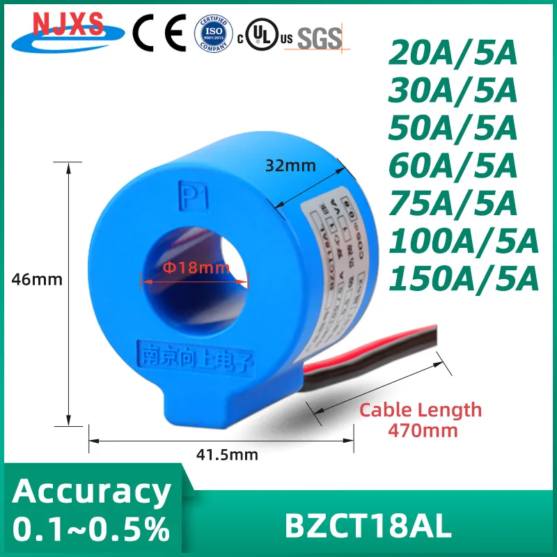 Standard-Current-Transformer-Lead-Wire-Mini-AC-BZCT18AL-5A-10A-20A-30A ...