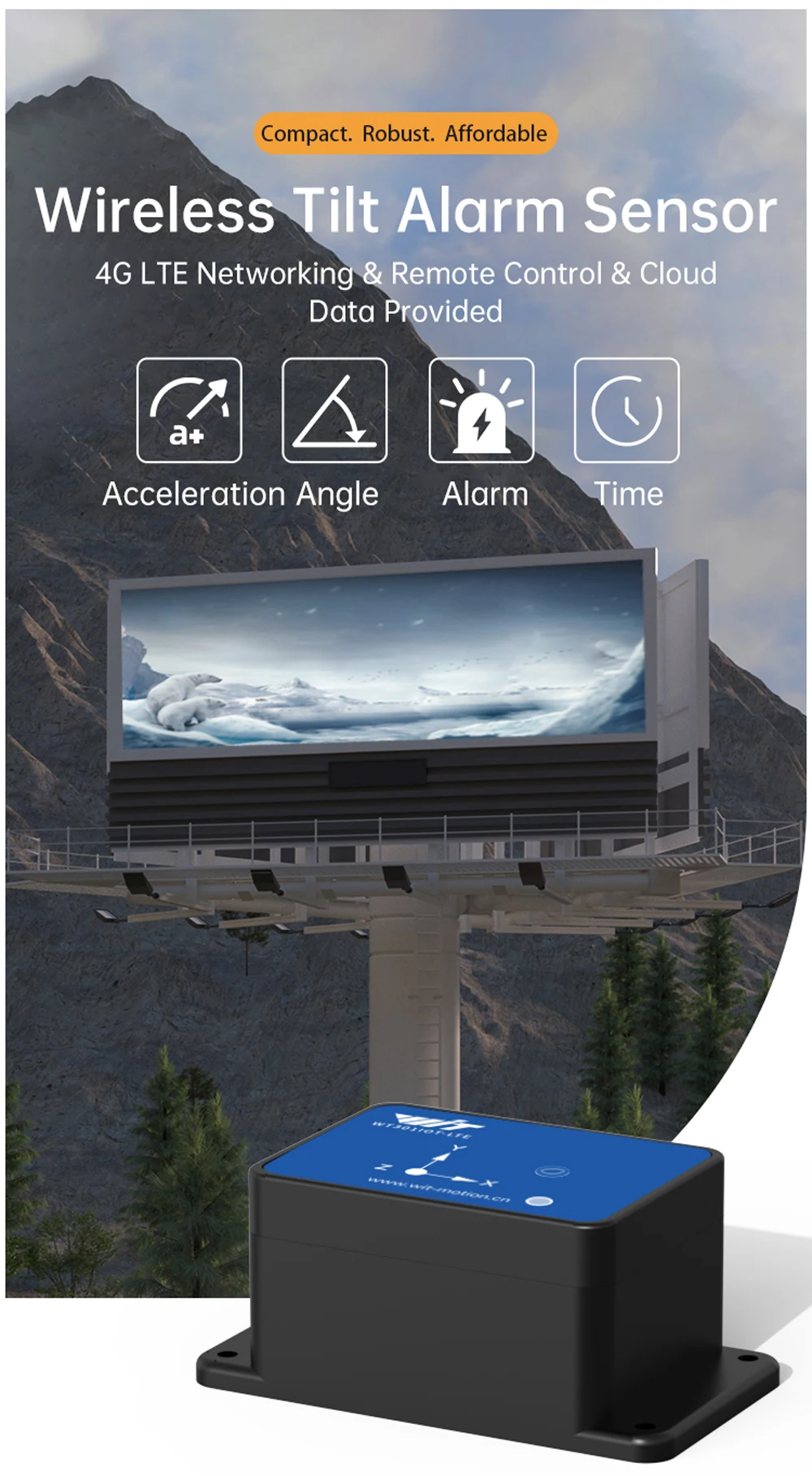 WitMotion WT301IOT-LTE 4G Wireless Tilt Alarm Angle Acceleration Senso