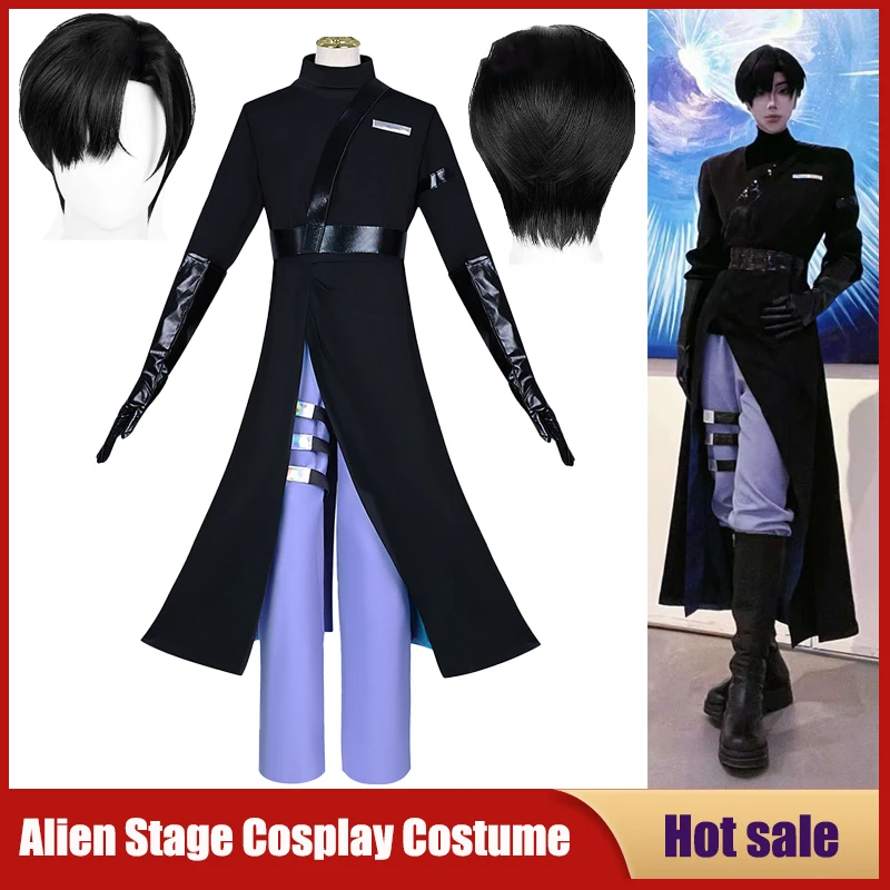 Anime Alien Stage Cosplay Costume Black Sorrow Ivan Wig Pants Belt ...