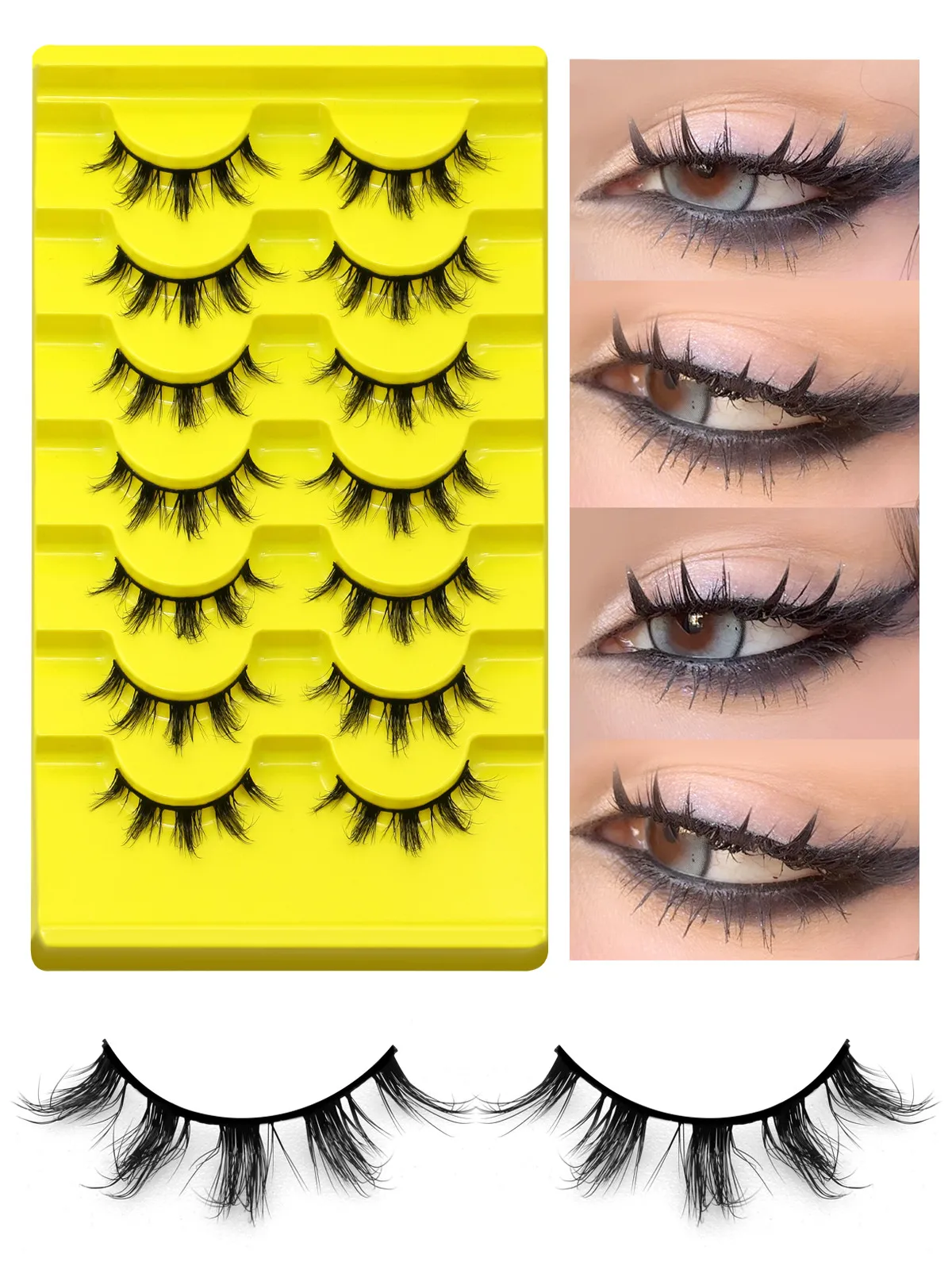 GROINNEYA Manga Lashes Eyelashes Cross Wispy 3D Natural False Lashes ...