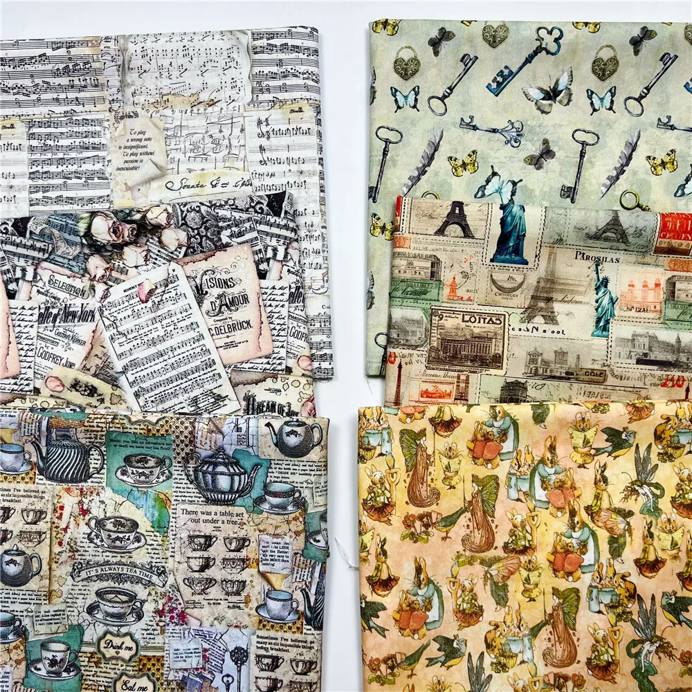 Europe-Vintage-Key-sheet-music-Alice-stamp-Newspaper-poster-cotton ...