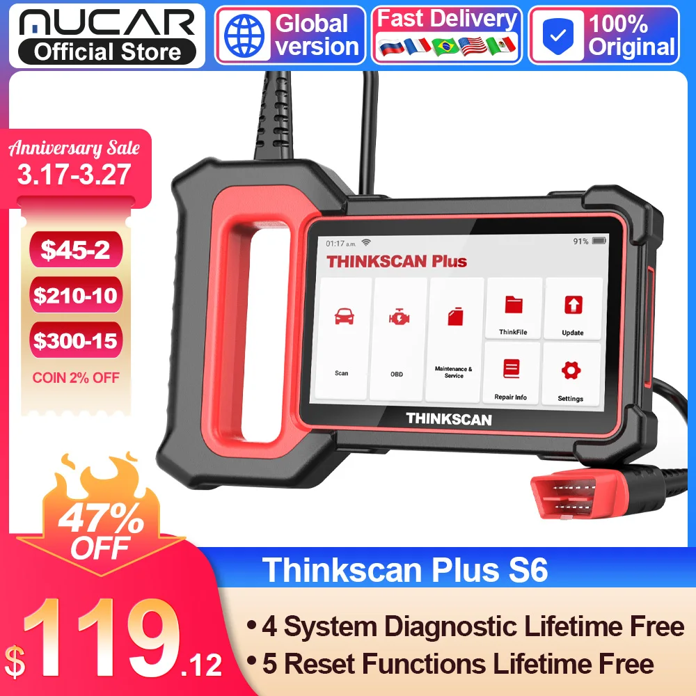 Thinkcar-THINKSCAN-Plus-S5-S6-Car-Diagnostic-Tools-OBD2-Automotive ...