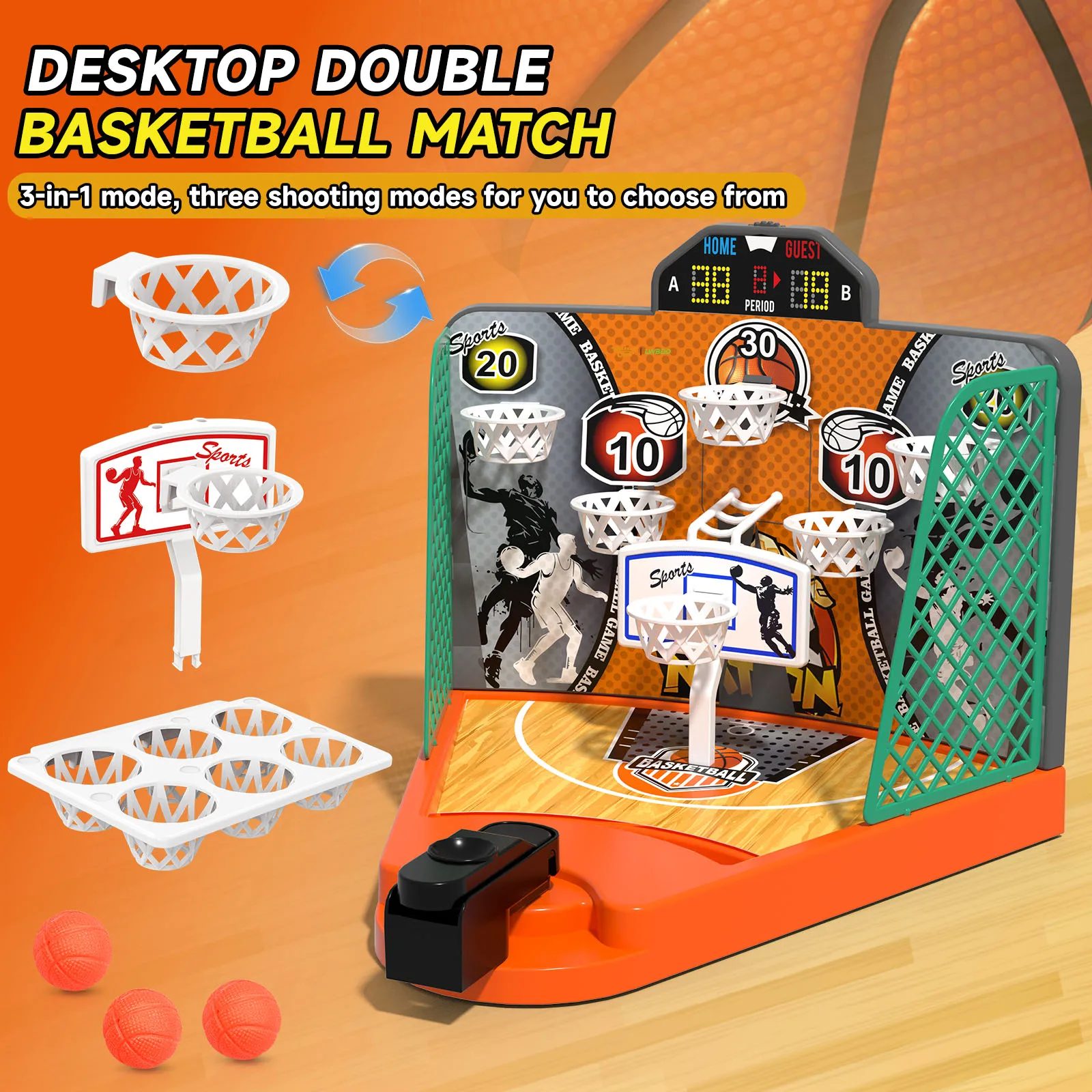 Dual-Player Mini Basketball Tabletop Game with Finger Launcher ...